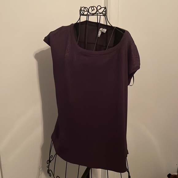 Elle | Tops | Dark Purple Short Sleeve Blouse Great For Wearing To The ...